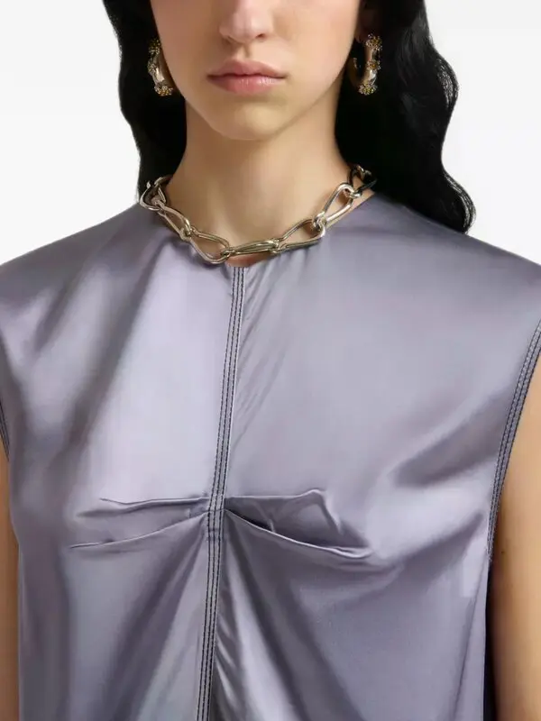 Marni Satin Sleeveless Dress With Ruched Detailing
