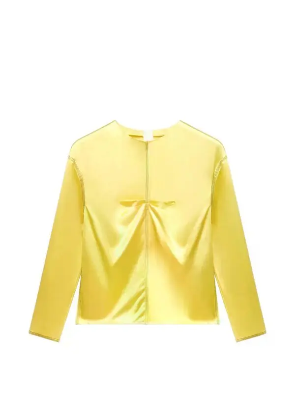 Marni Long-sleeved Satin Top With Contrast Stitching