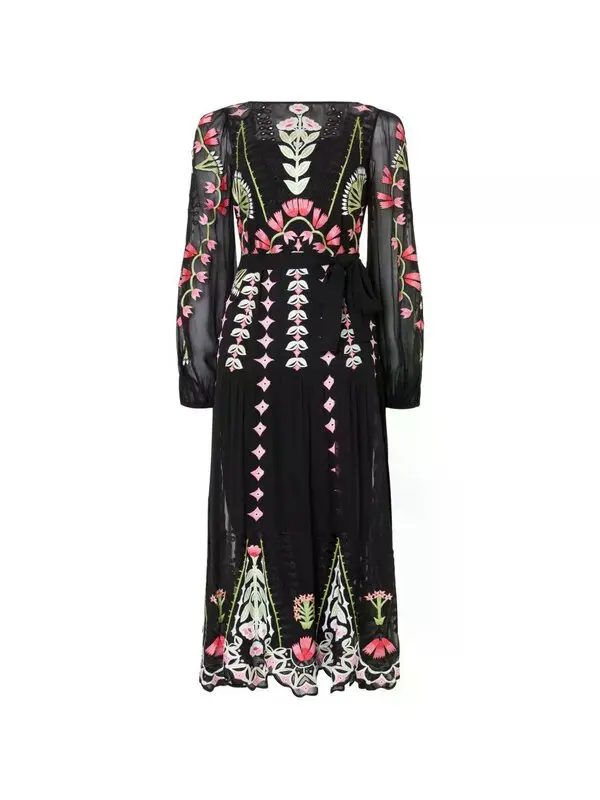 TEMPERLEY LONDON Rosalba Embroidered Midi Dress - Black