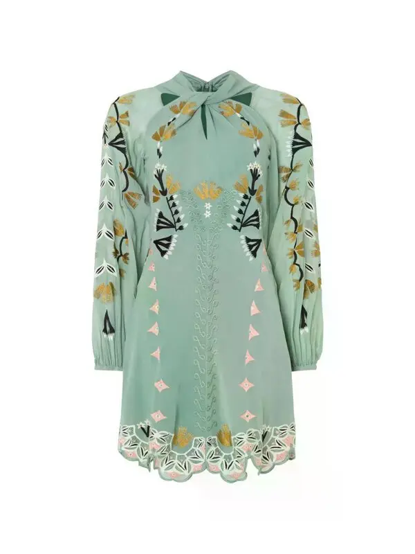 TEMPERLEY LONDON Embroidered Scalloped-edge Mini Dress - Green