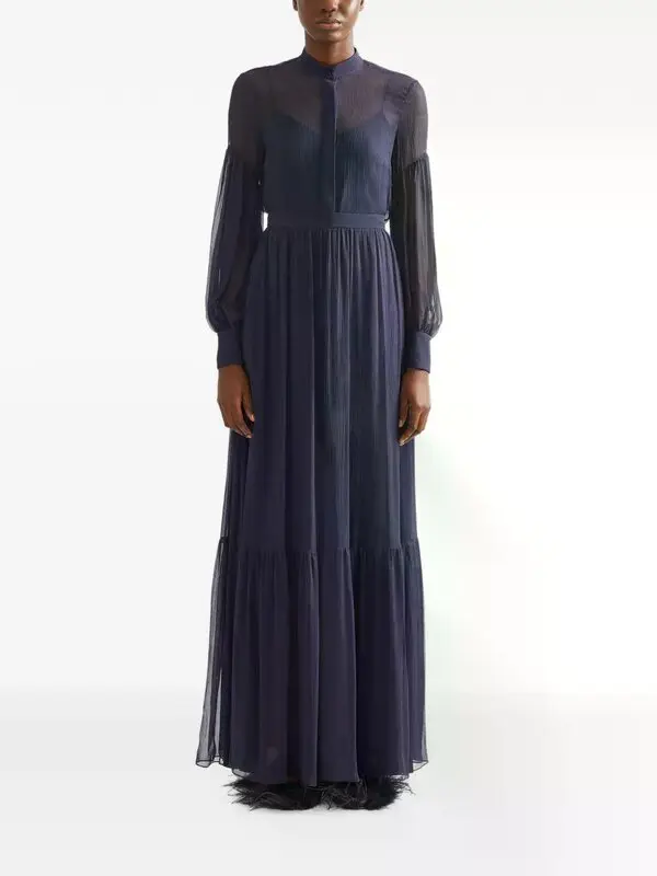 Erdem Sheer Blouson-sleeve Blouse