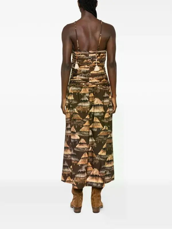 Farm Rio Ruched Halterneck Midi Dress