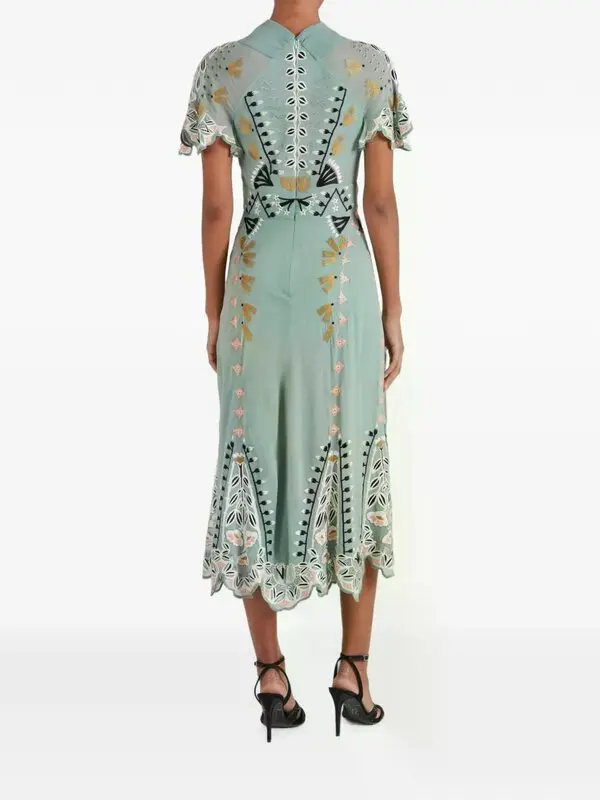 TEMPERLEY LONDON Embroidered Scalloped-edge Midi Dress - Green