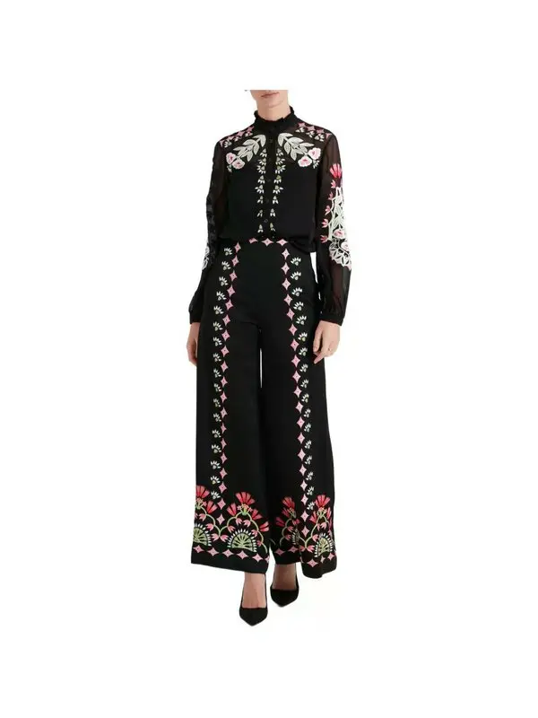 TEMPERLEY LONDON Rosalba Embroidered Palazzo Pants