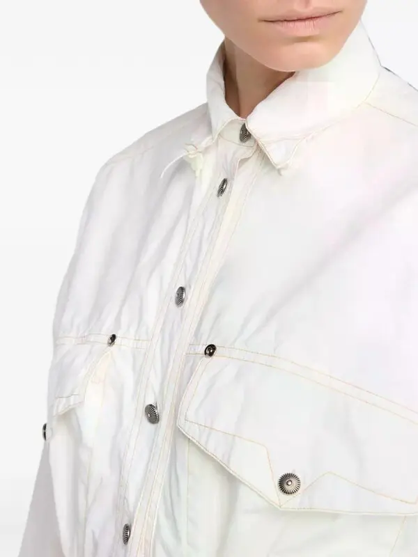 Versace Poplin Button-up Gathered-waist Mini Dress