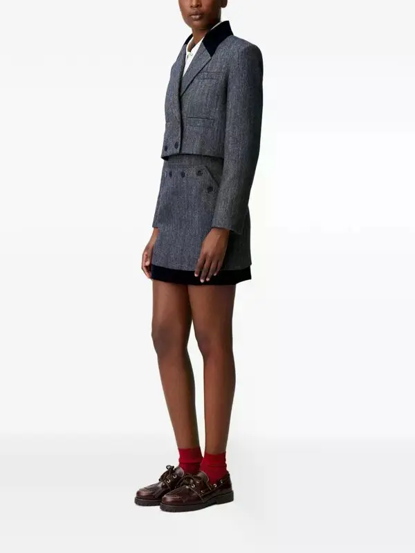 Claudie Pierlot Herringbone-pattern Cropped Blazer