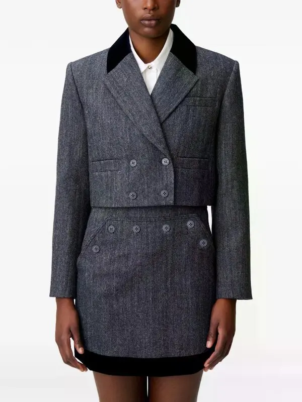 Claudie Pierlot Herringbone-pattern Cropped Blazer