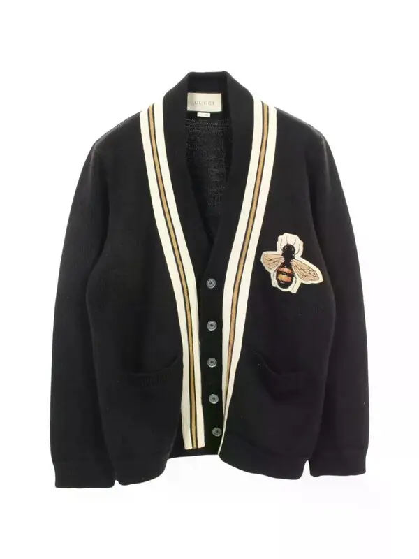 Gucci Wool Bee Patch Cardigan - Black
