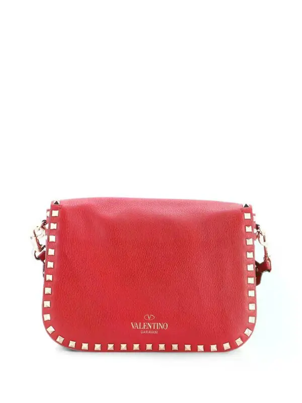 Valentino Garavani Rockstud Flip Lock Flap Leather Medium Crossbody Bag - Red