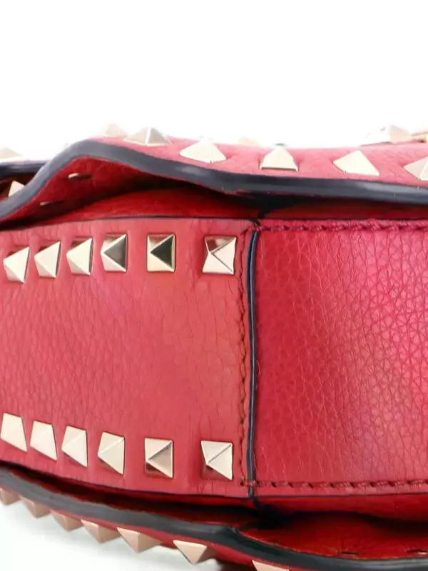 Valentino Garavani Rockstud Flip Lock Flap Leather Medium Crossbody Bag - Red