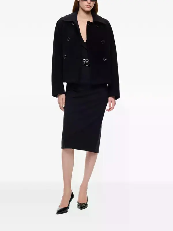 Pinko Double-breasted Wool Coat - Black