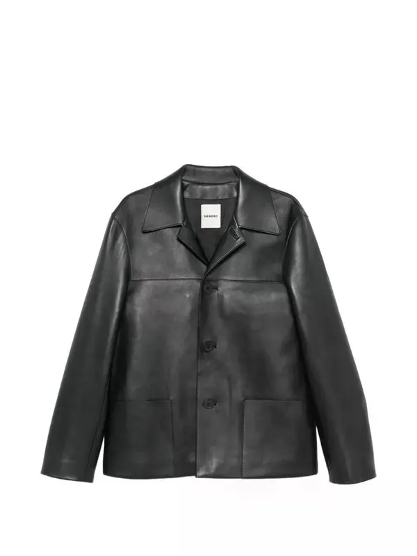 Sandro Button-up Leather Jacket