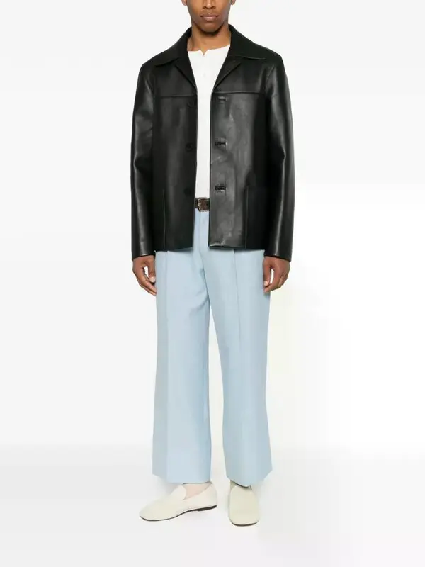 Sandro Button-up Leather Jacket