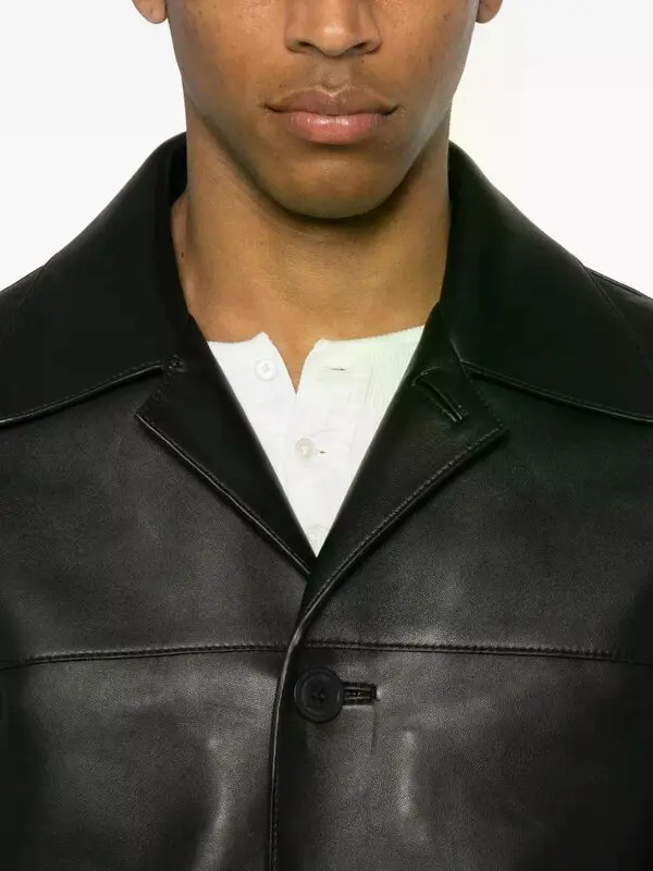 Sandro Button-up Leather Jacket