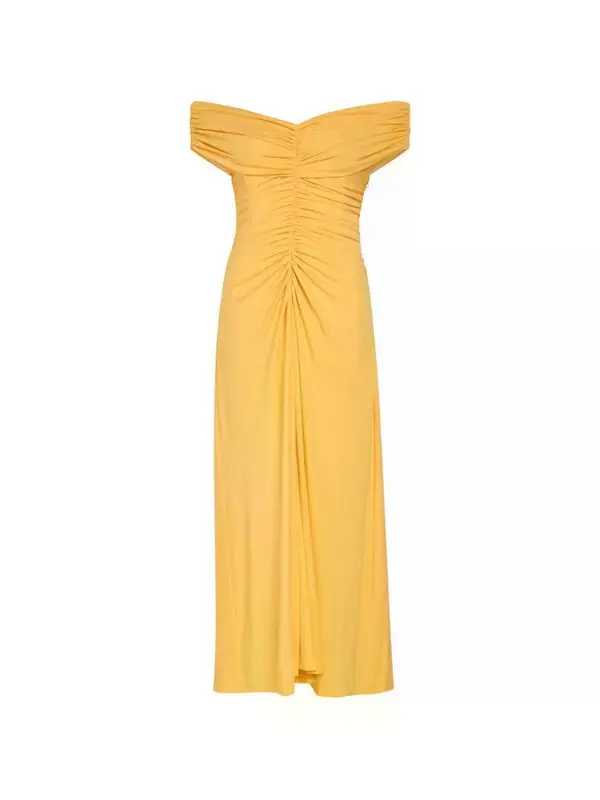 Simkhai Sheyda Ruched Off-the-shoulder Dress