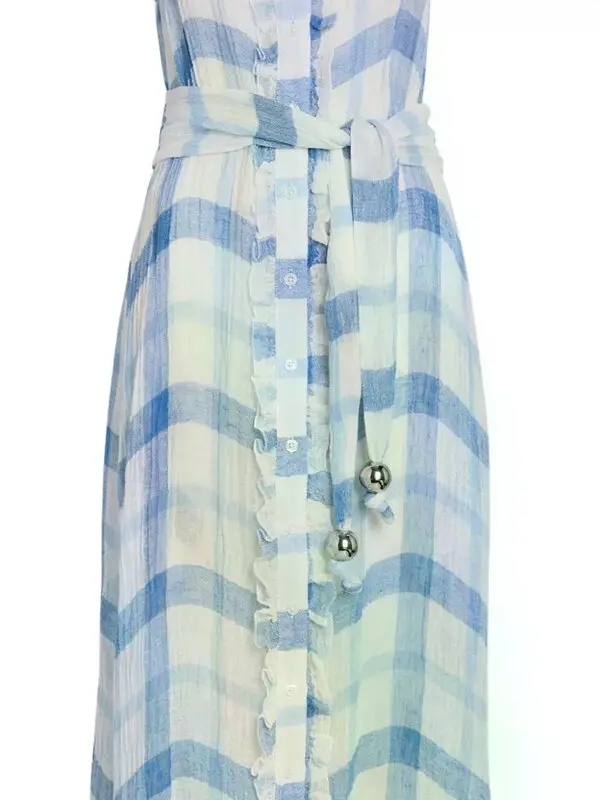 Lisa Marie Fernandez Check Ruffled Maxi Dress