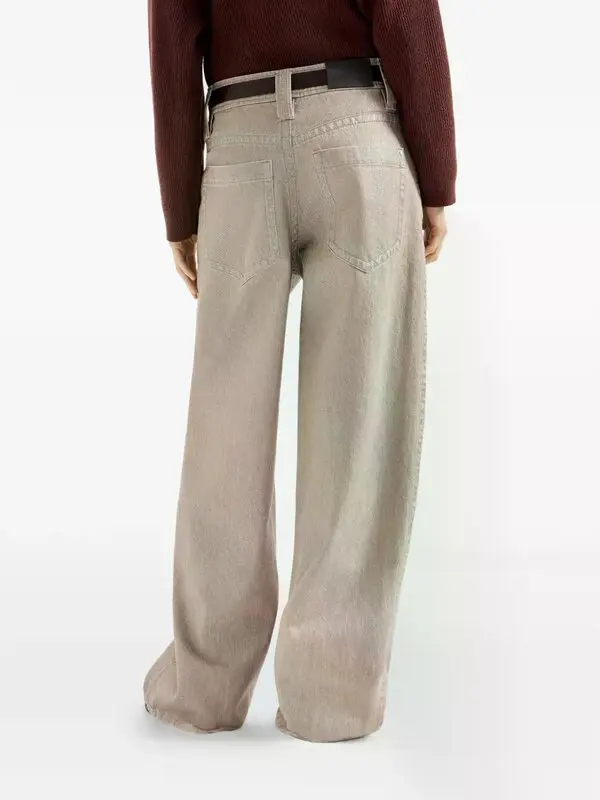 Brunello Cucinelli Lamé-denim Baggy Trousers With Monili