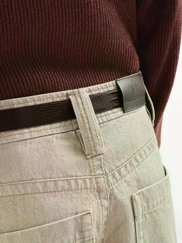 Brunello Cucinelli Lamé-denim Baggy Trousers With Monili