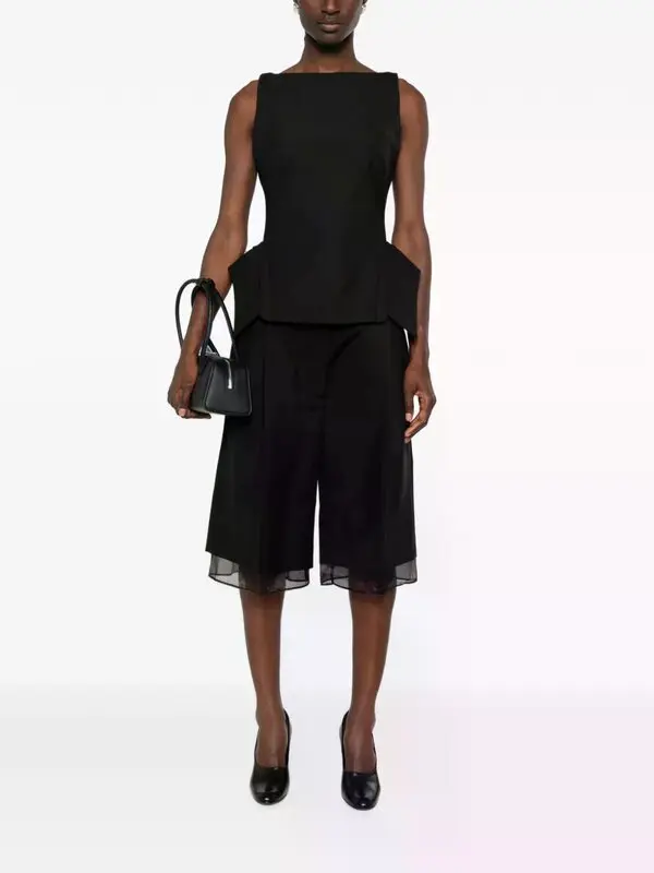 RÓHE Layered Hem Pleated Wool Shorts