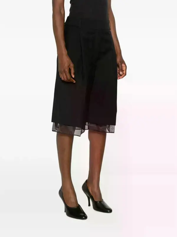 RÓHE Layered Hem Pleated Wool Shorts