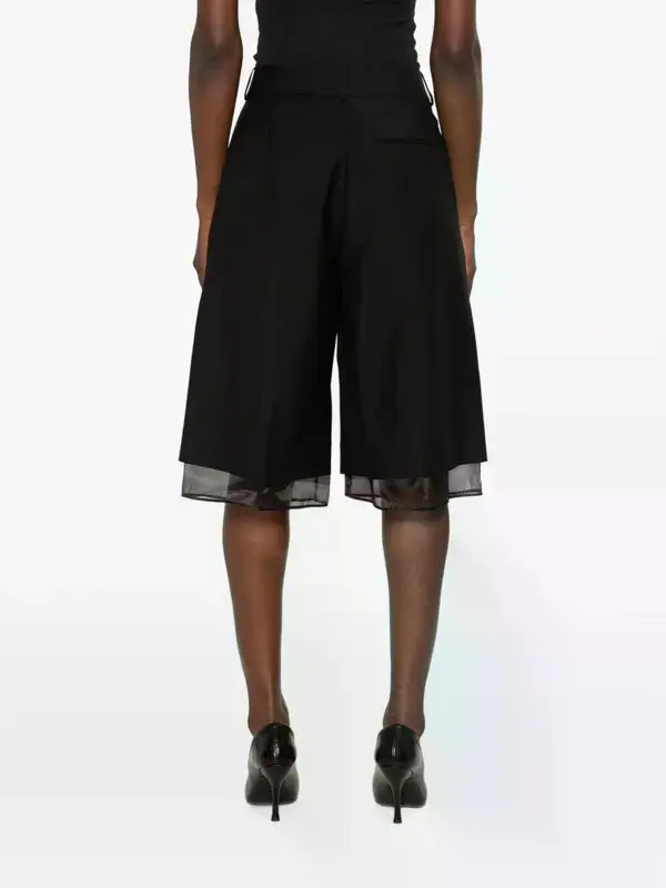 RÓHE Layered Hem Pleated Wool Shorts