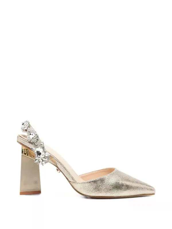 TWENTY FOURHAITCH Crystal-embellished Slingback Heeled Pumps