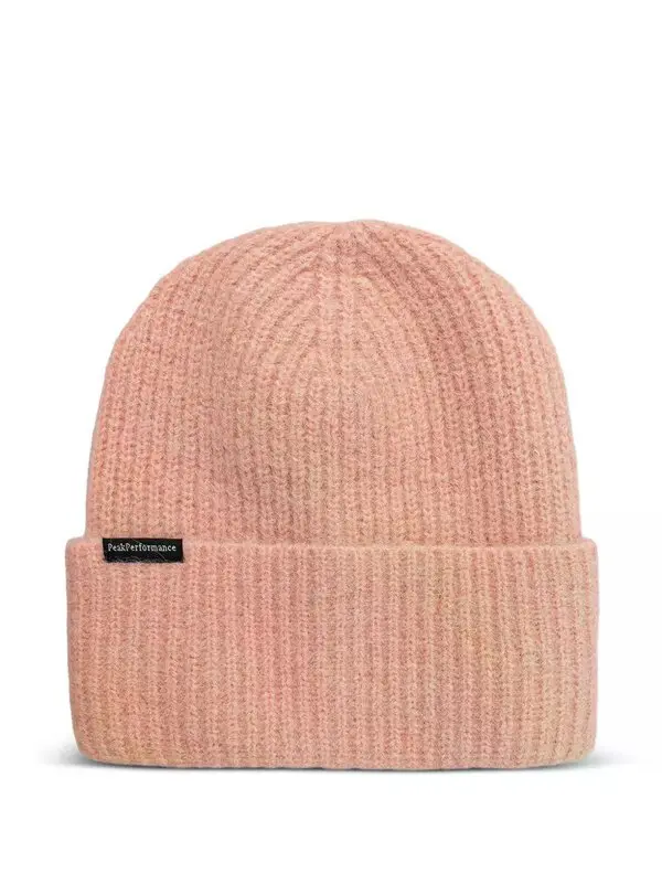 PEAK PERFORMANCE Ribbed Knit Beanie Hat - Pink