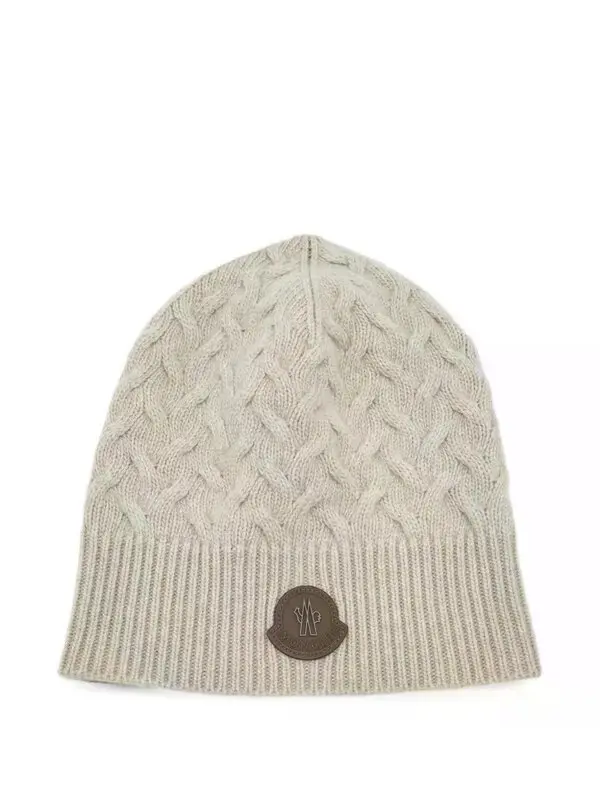 Moncler Cable-knit Logo-patch Beanie Hat