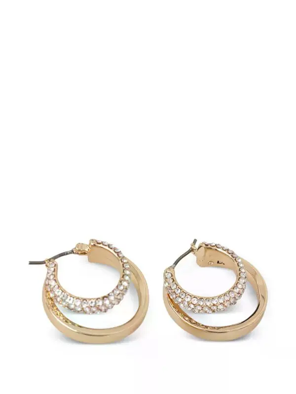 Dkny Crystal Embellished Double Hoop Earrings - Gold