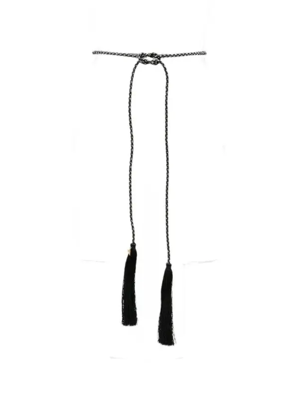 FORTE_FORTE Embellished Tassel Belt - Black