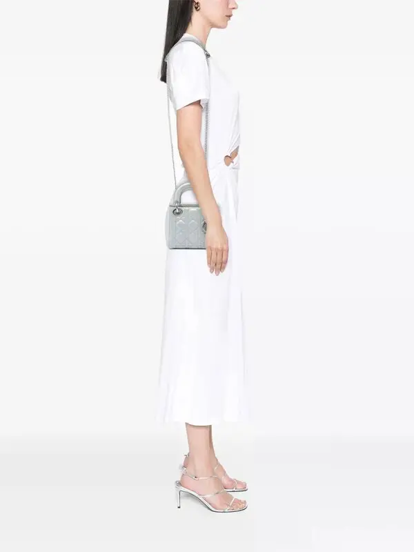 Dior Mini Iridescent Lambskin Cannage Lady Satchel - Silver