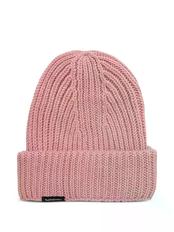 PEAK PERFORMANCE Ribbed Knit Beanie Hat - Pink