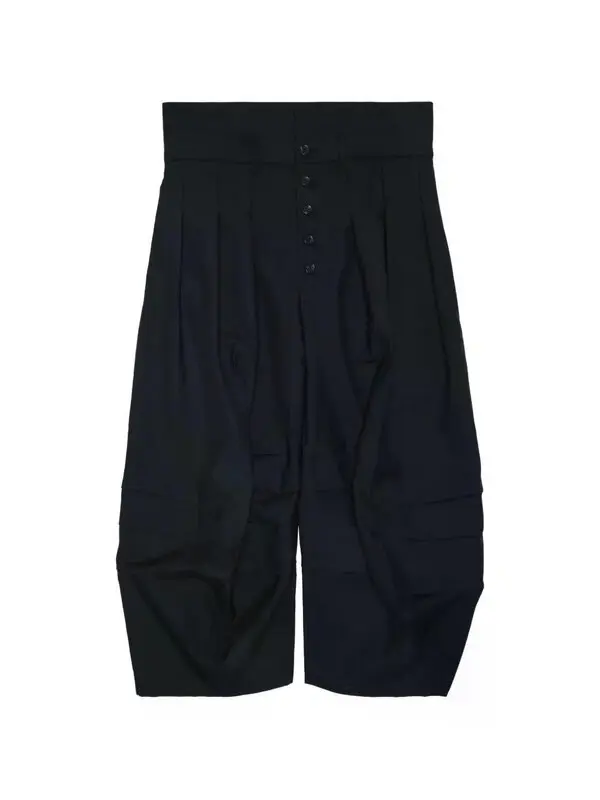 CHRISTOPHER NEMETH Pleated Button-fly Cropped Trousers - Black