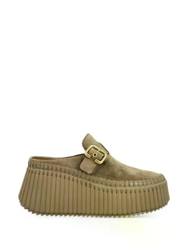 Chloé Nama Buckle Saddle-stitched Mules - Neutrals