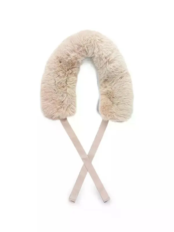 PEDRO DEL HIERRO Faux-fur Grosgrain-ribbon Scarf - Neutrals