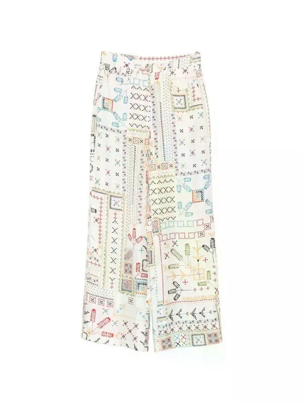 Momoni Embroidered Wide-leg Trousers