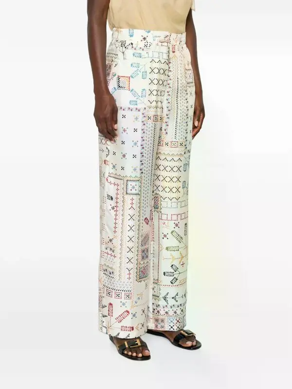 Momoni Embroidered Wide-leg Trousers