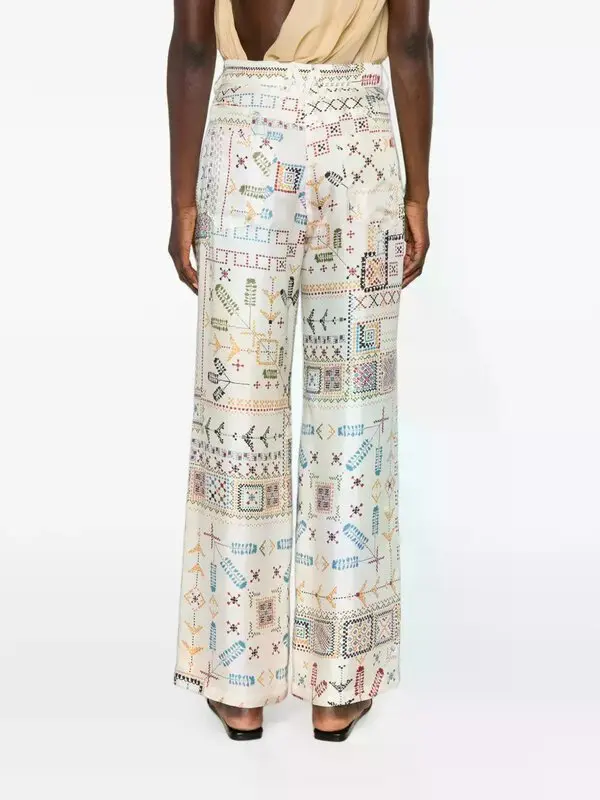 Momoni Embroidered Wide-leg Trousers