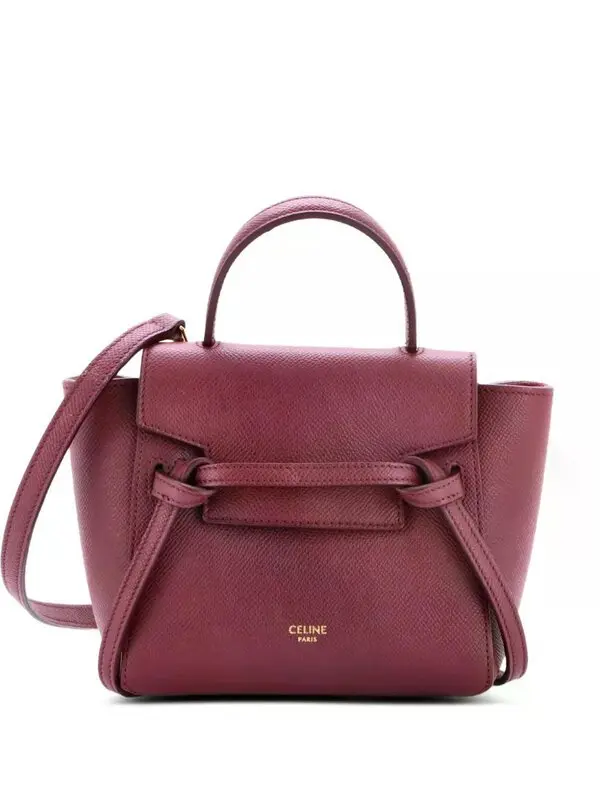 Celine Textured Leather Pico Shoulder Bag - Purple