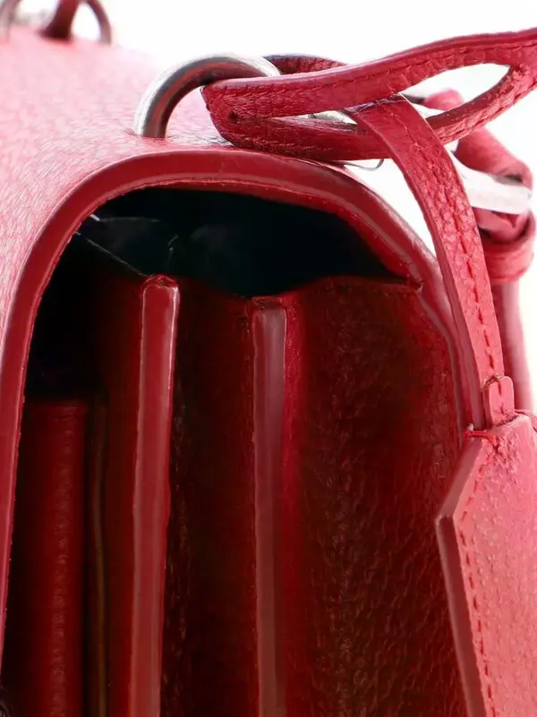 Saint Laurent Sunset Satchel Leather Medium Crossbody Bag - Red