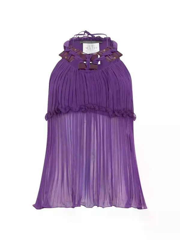 Alberta Ferretti Pleated Halter Neck Blouse - Purple
