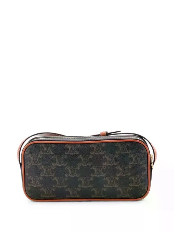 Celine Cuir Triomphe Camera Embroidered Triomphe Coated Canvas With Leather Small Shoulder Bag