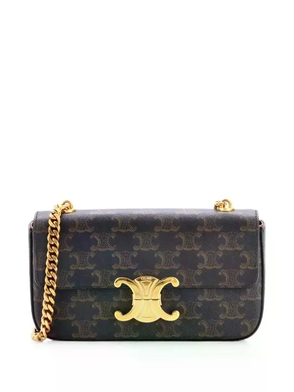 Celine Triomphe Chain Triomphe Coated Canvas Small Shoulder Bag