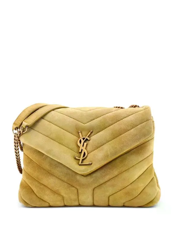 Saint Laurent Small Loulou Matelasse Chevron Suede Shoulder Bag - Yellow