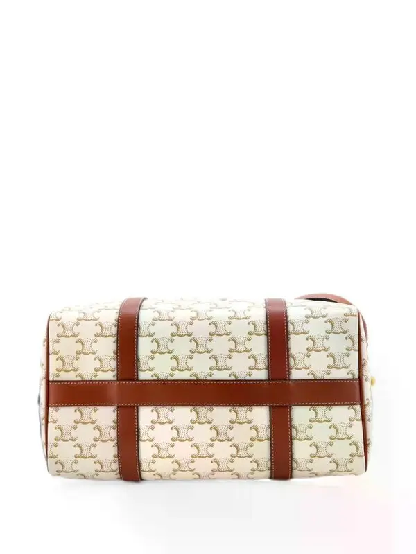 Celine Boston Bag Triomphe Coated Canvas Large Handbag