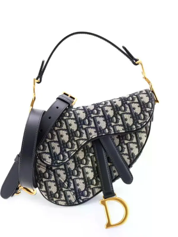 Dior Saddle Handbag With Strap Oblique Canvas Mini Shoulder Bag