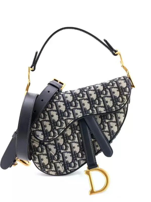 Dior Saddle Handbag With Strap Oblique Canvas Mini Shoulder Bag - Blue