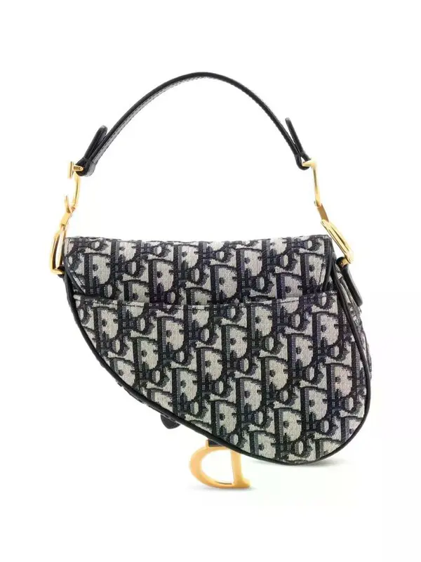 Dior Saddle Handbag With Strap Oblique Canvas Mini Shoulder Bag - Blue