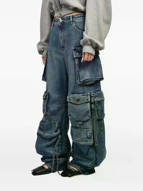 Attico Multi-pocket Cargo Pants - Blue