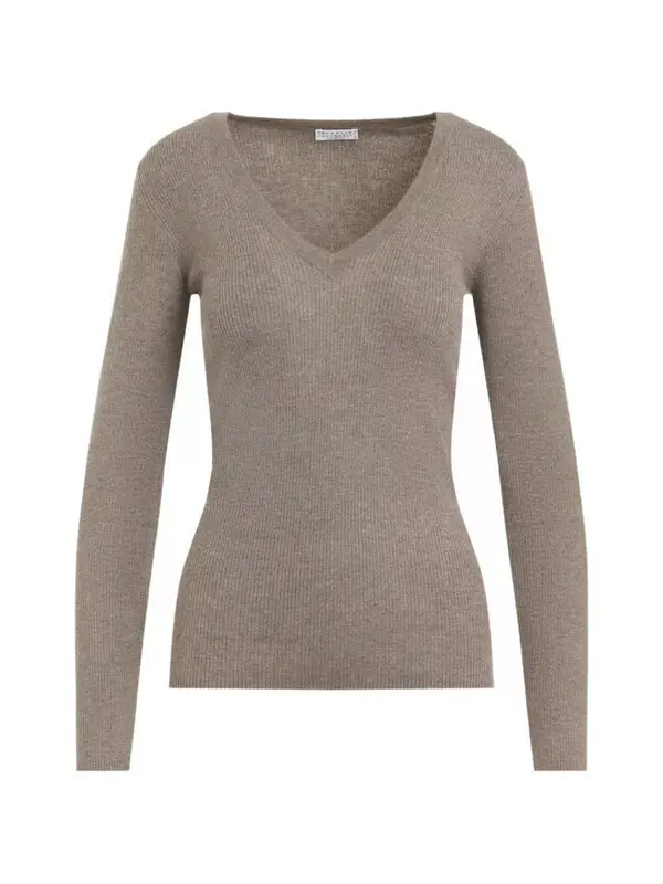 Brunello Cucinelli Ribbed-knit V-neck Sweater